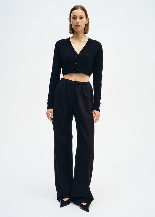 Cashmere Easy Cuffed Crew | Charcoal – Enza Costa
